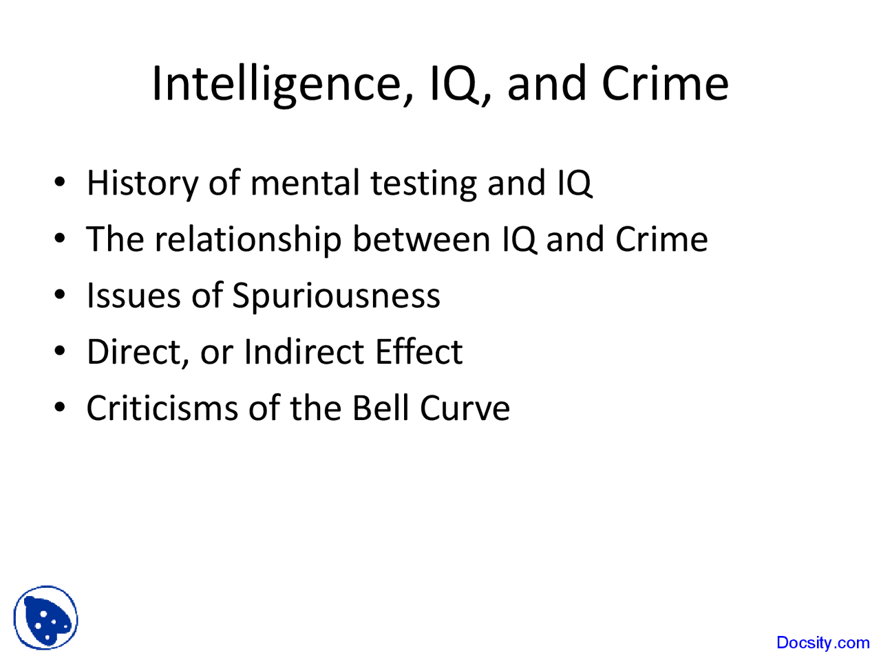 Intelligence Criminological Theory Lecture Slides Docsity