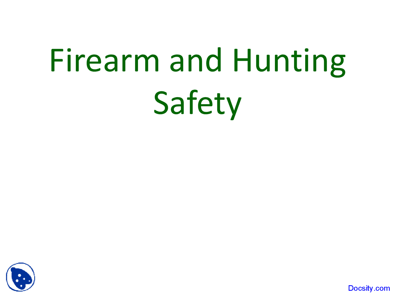 Firearm and Hunting Safety - Forestry Natural Resources and Wildlife ...