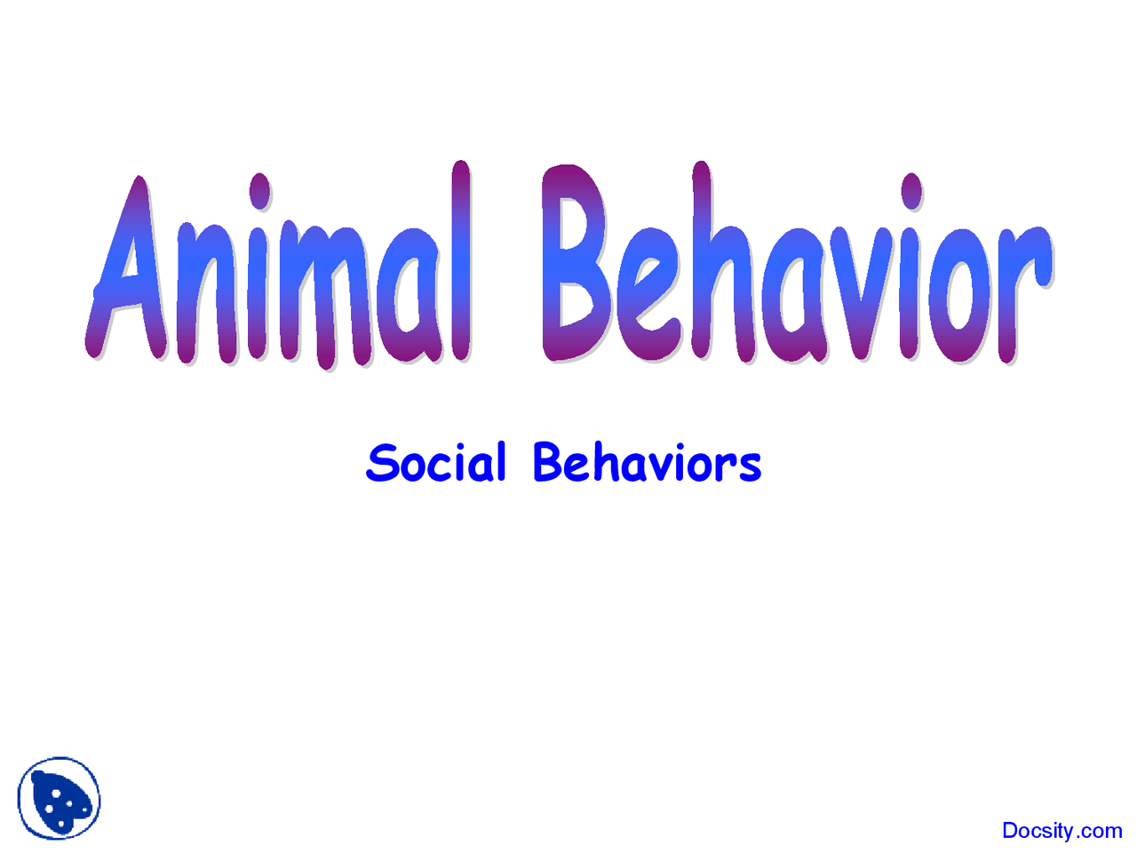 Social Behaviors Applied Biology Lecture Slides Docsity