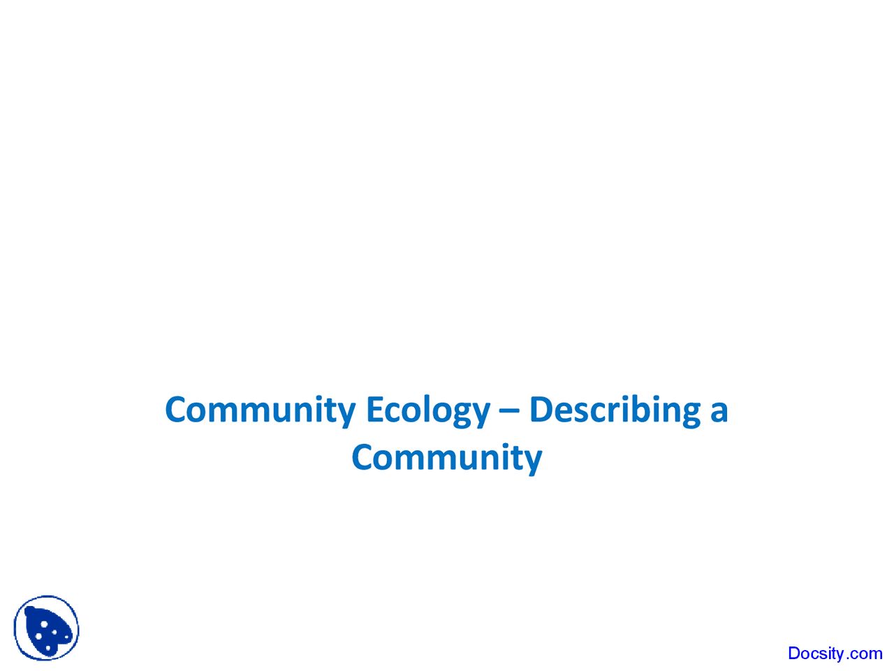 Describing A Community Applied Biology Lecture Slides Docsity