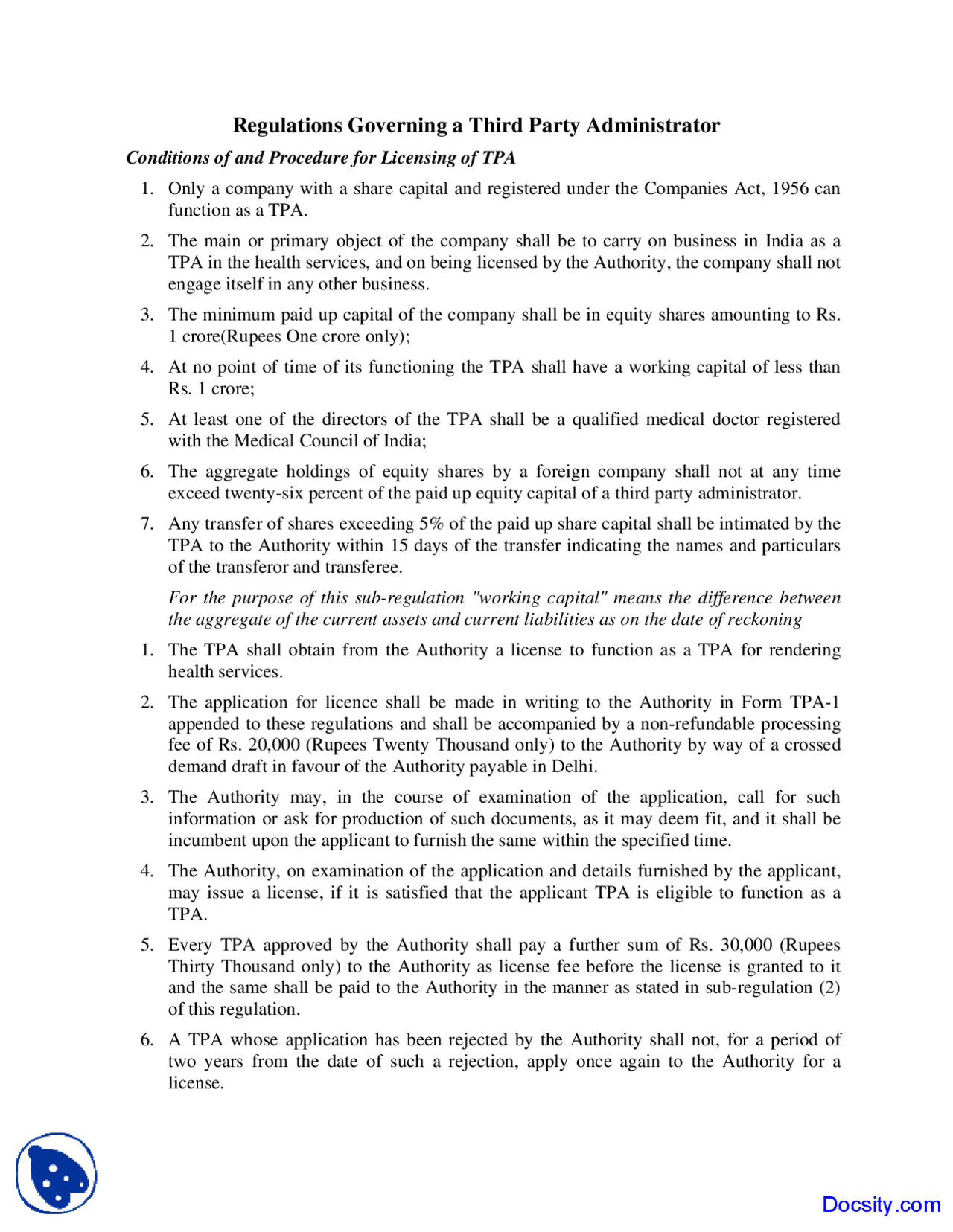 Third Party Administrator Insurrance Lecture Notes Docsity