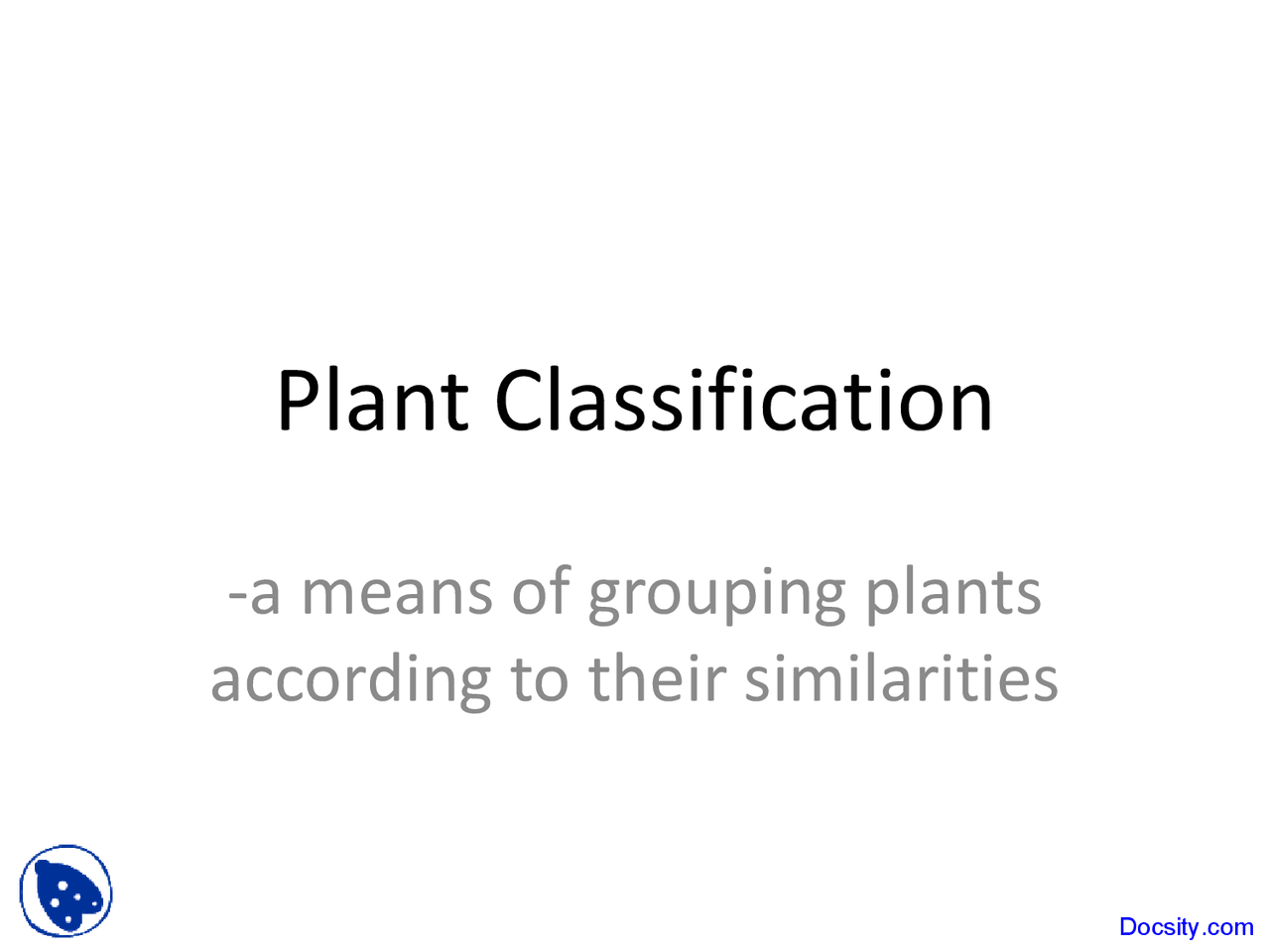 Plant Classification Plant Science Lecture Slides Docsity