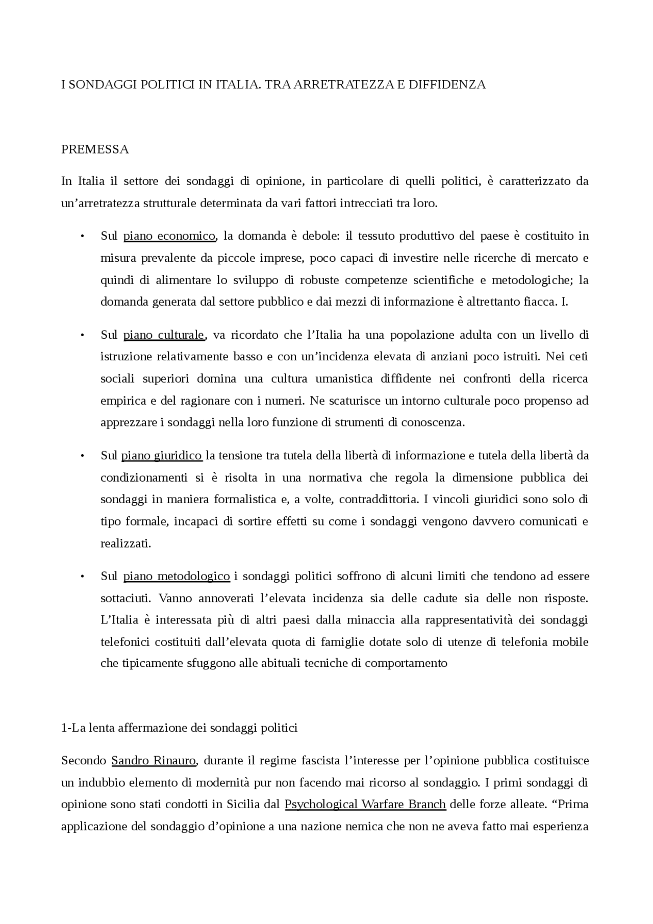 Sondaggi Politici Gasperoni Docsity