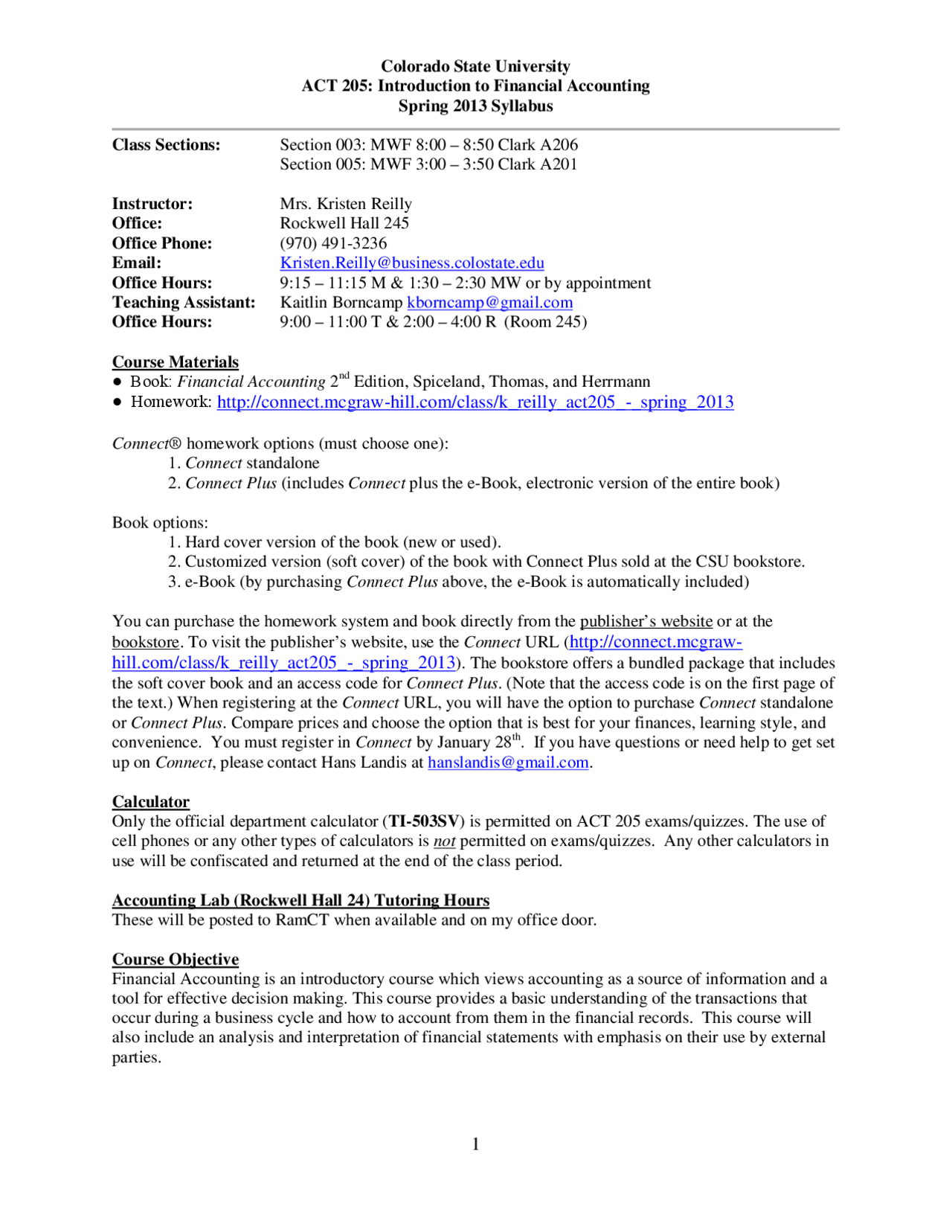 Syllabus For Fundamentals Of Accounting Act 205 Docsity