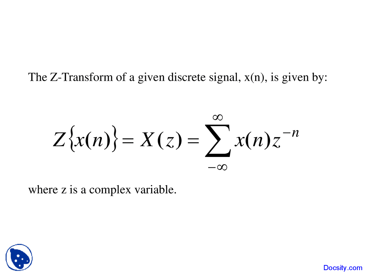 Z Transform Digital Signal Processing Lecture Slides Docsity