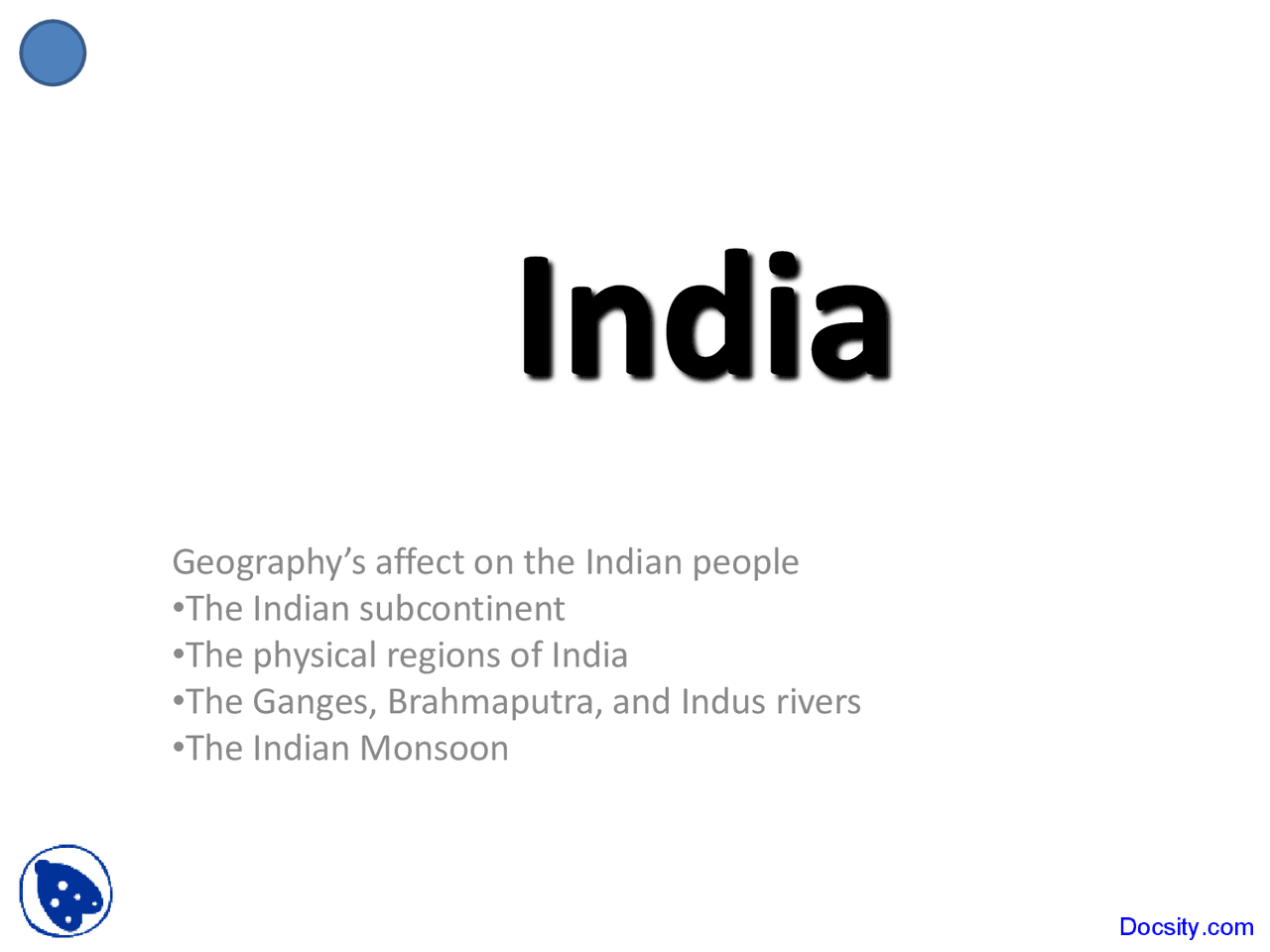 India - Global Studies - Lecture Slides - Docsity