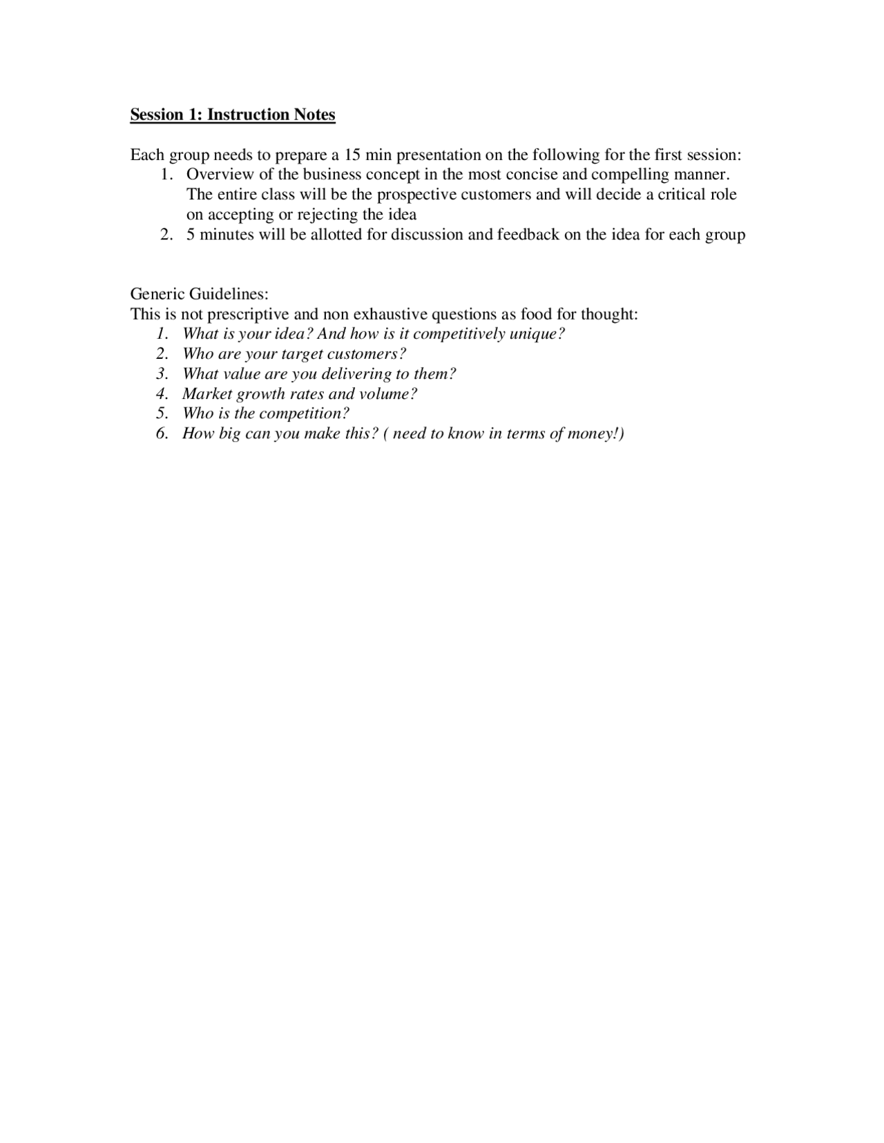 Business Idea Business Planning Lecture Notes Docsity