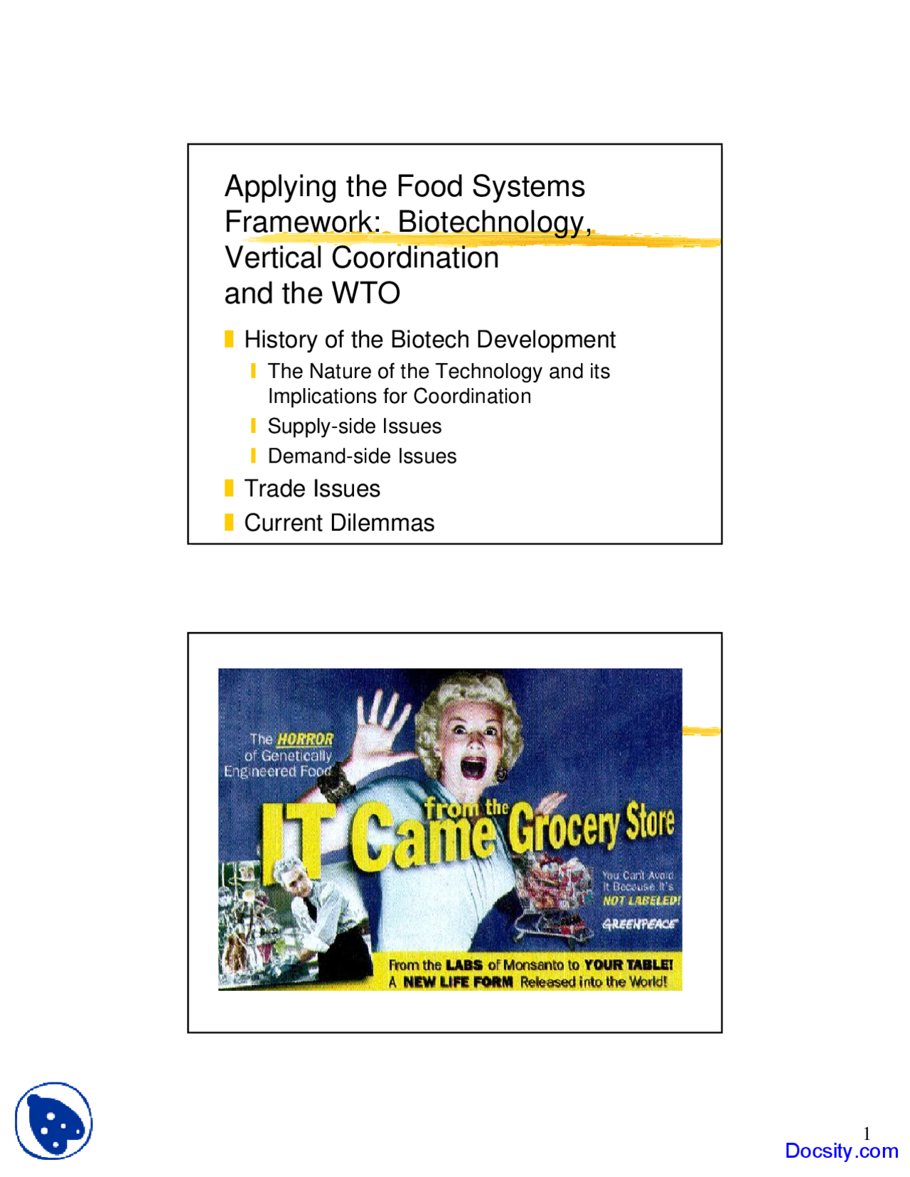 Food Systems Framework Analysis Of Food System Lecture Slides Docsity