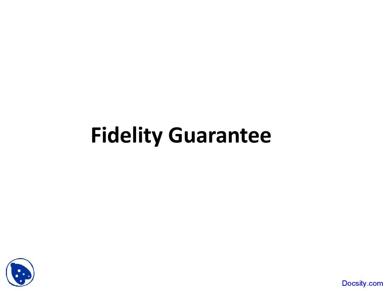 Fidelity Guarantee Insurrance Lecture Slides Docsity