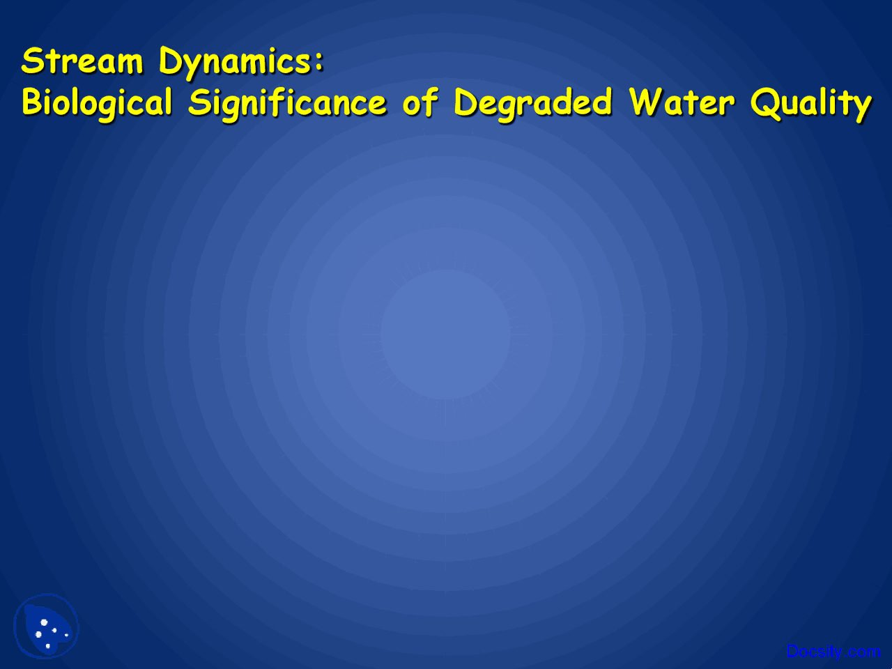 Stream Dynamics Water Quality Lecture Slides Docsity