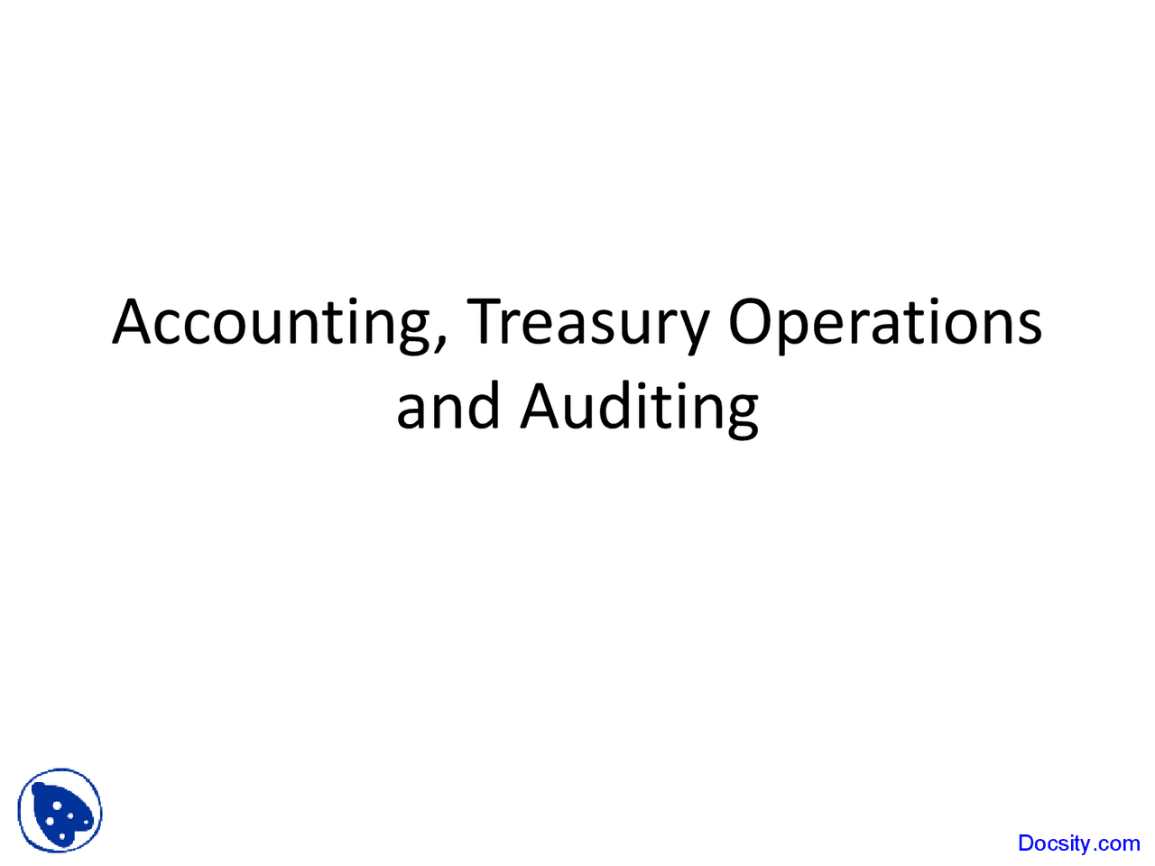 Accounting Treasury Operations And Auditing Insurrance Lecture
