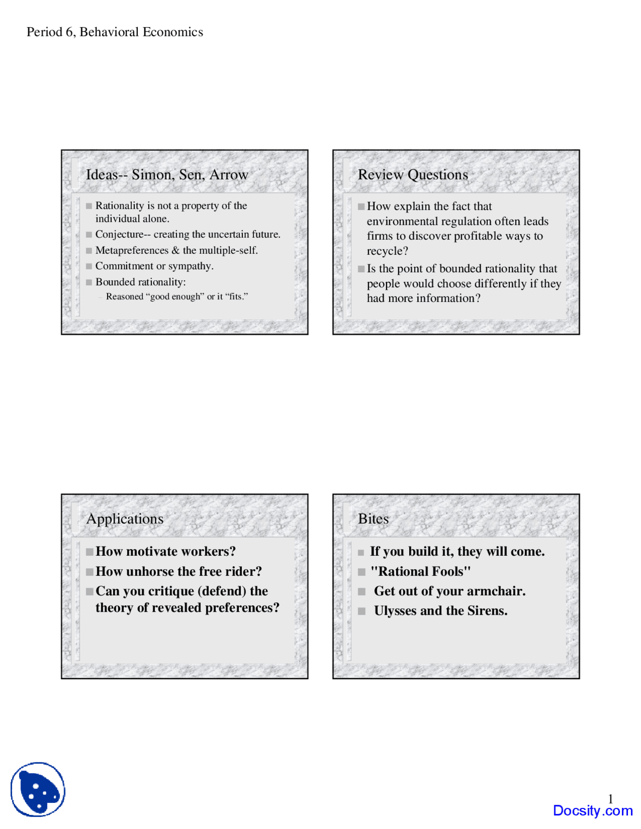 Behavioral Economics Economic Costs Lecture Slides Docsity