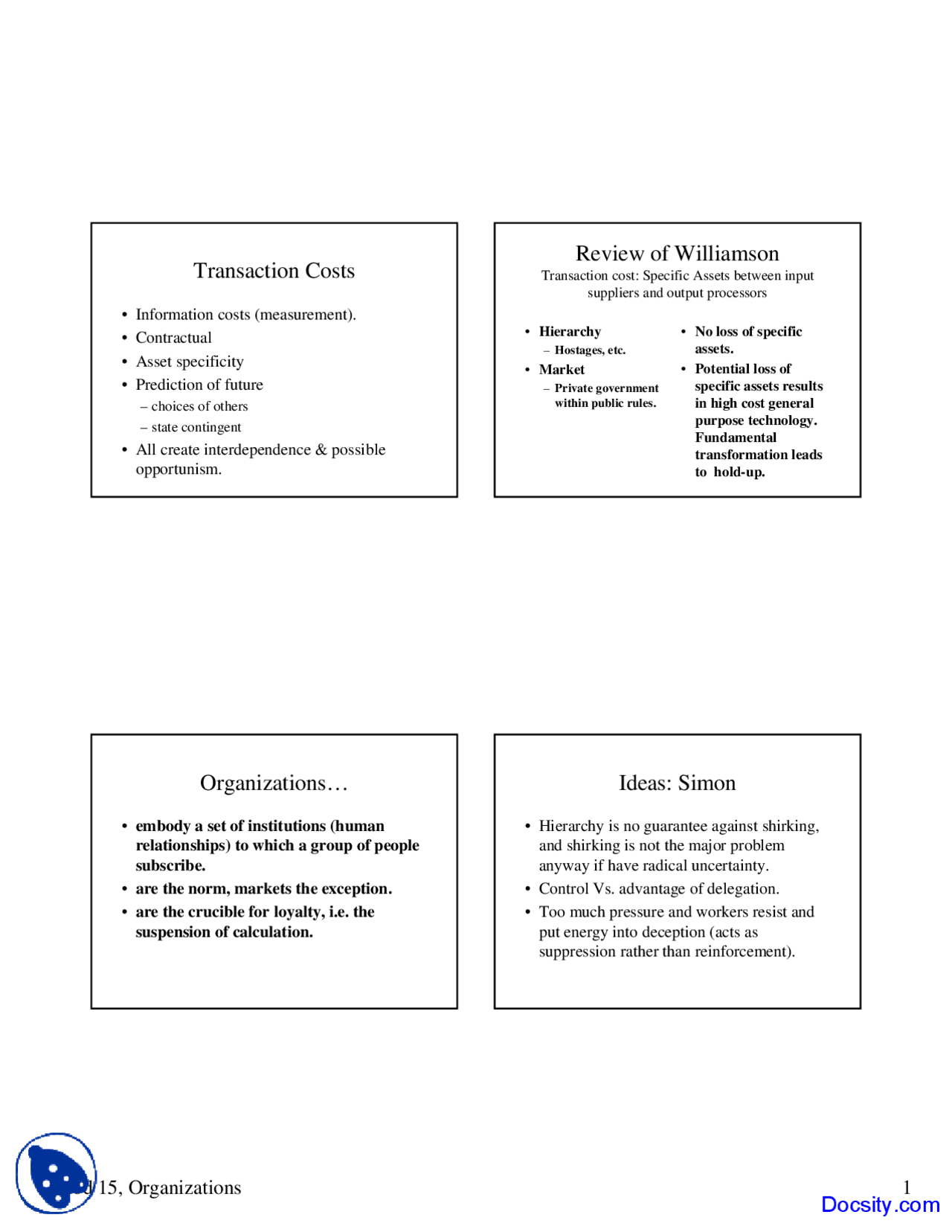 Information Costs Economic Costs Lecture Slides Docsity