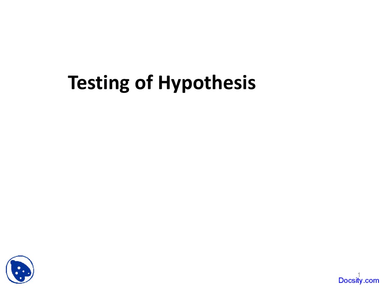 Testing Of Hypothesis Statistics Lecture Slides Docsity