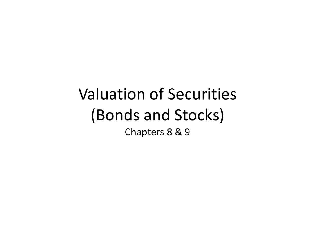 Valuation Of Securities Corporate Finance Lecture Slides Docsity