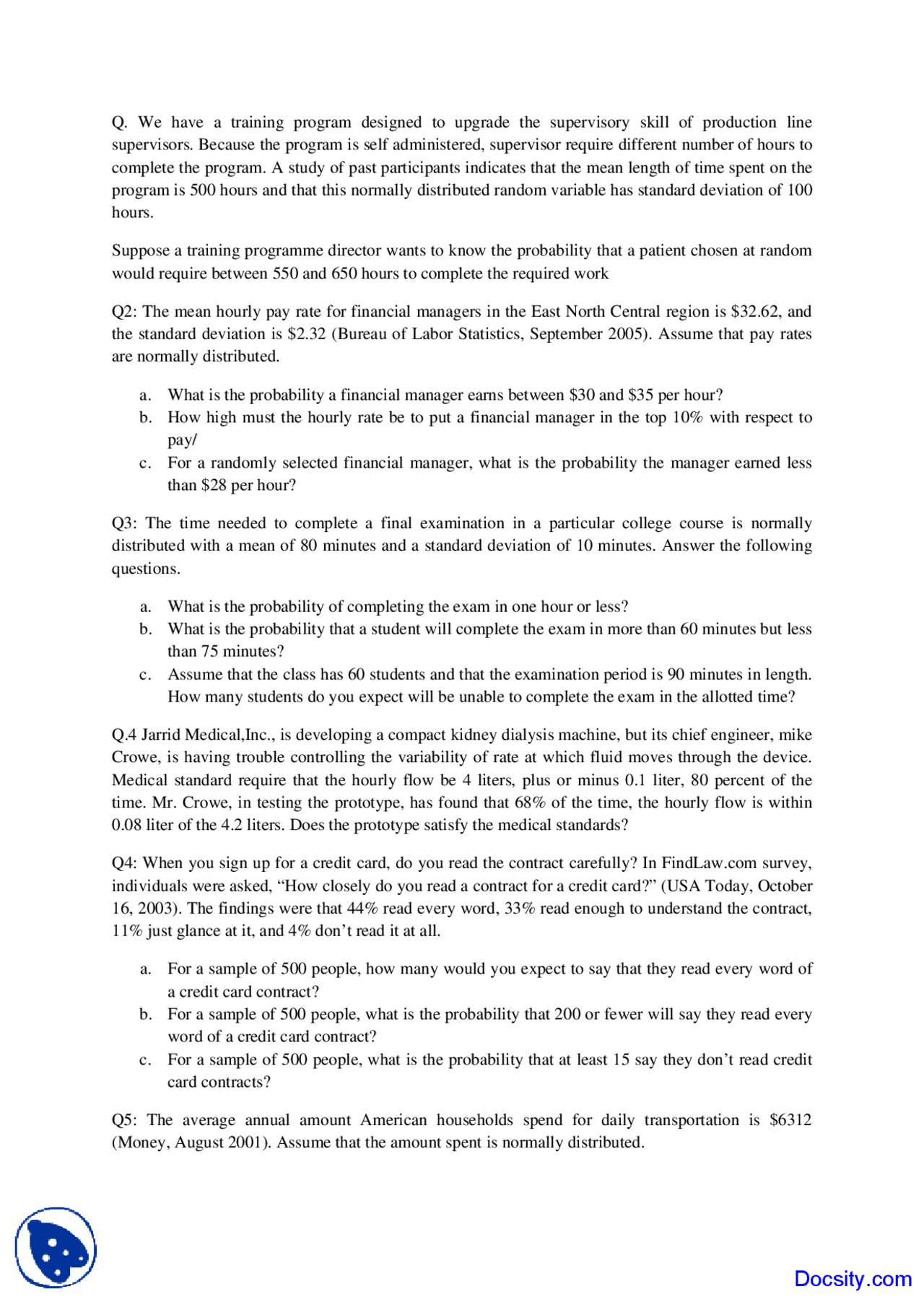 Distribution Statistics Quiz Docsity
