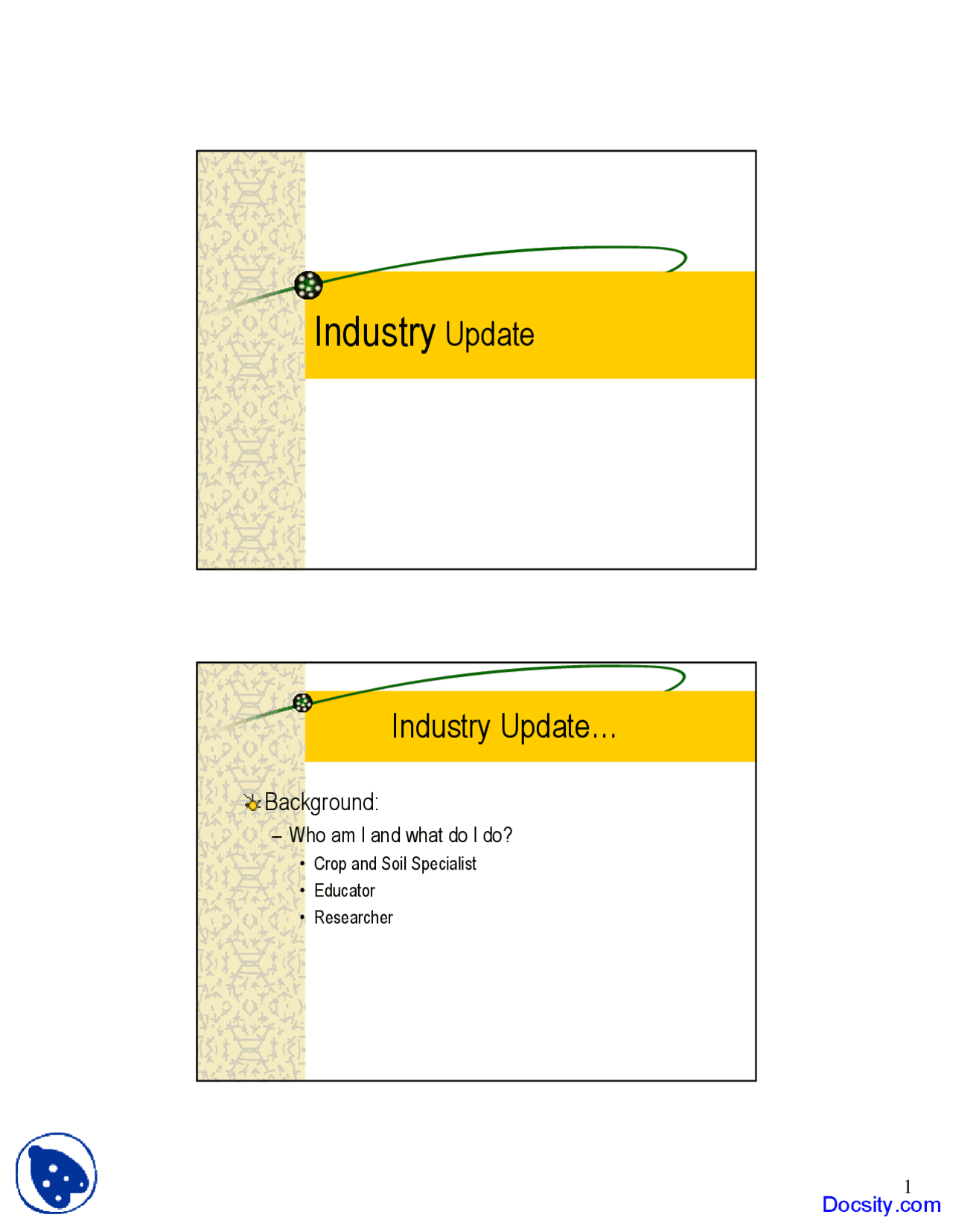 Industry Update Analysis Of Food System Lecture Slides Docsity