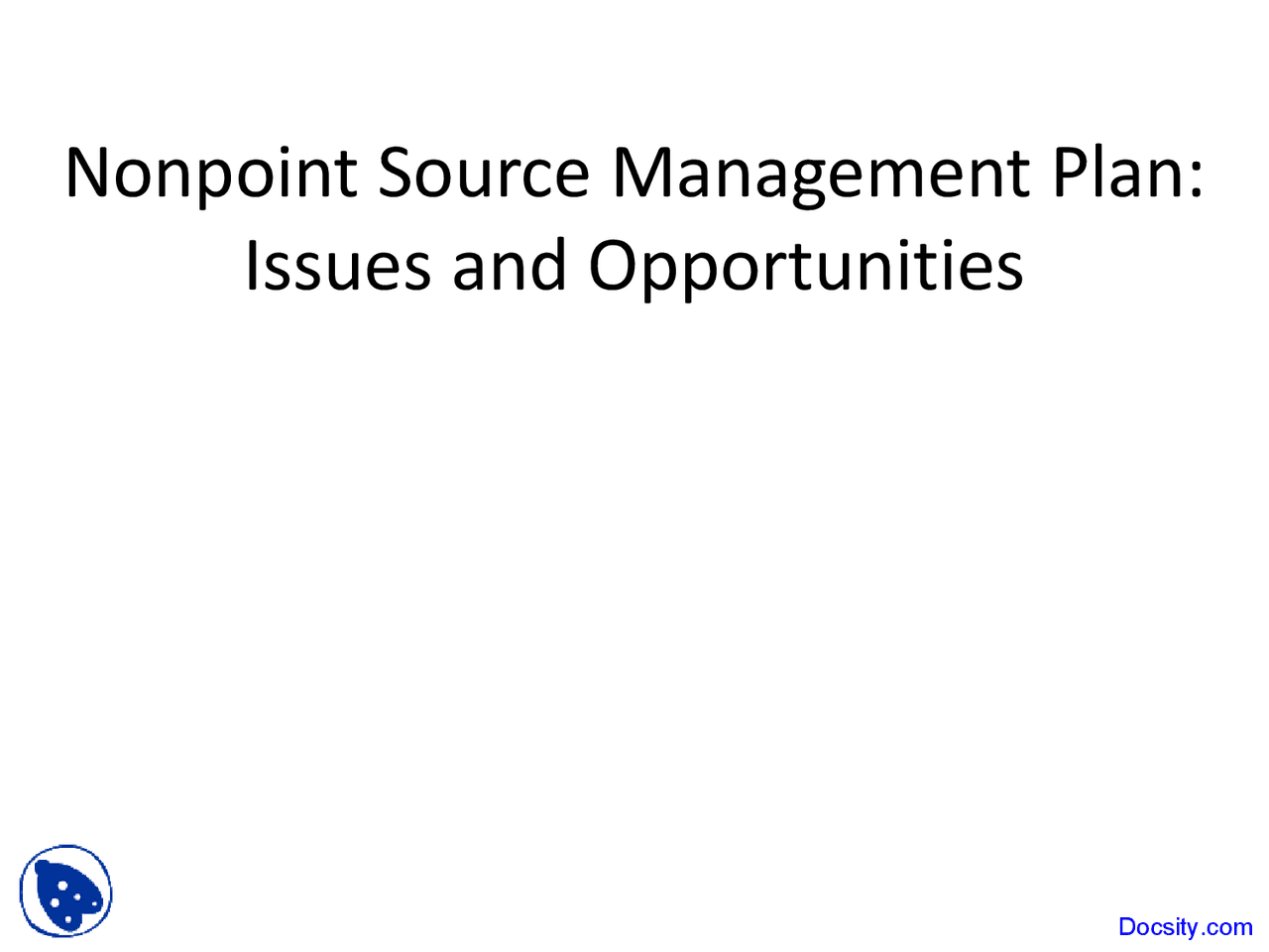 Nonpoint Source Management Plan Water Quality Lecture Slides Docsity