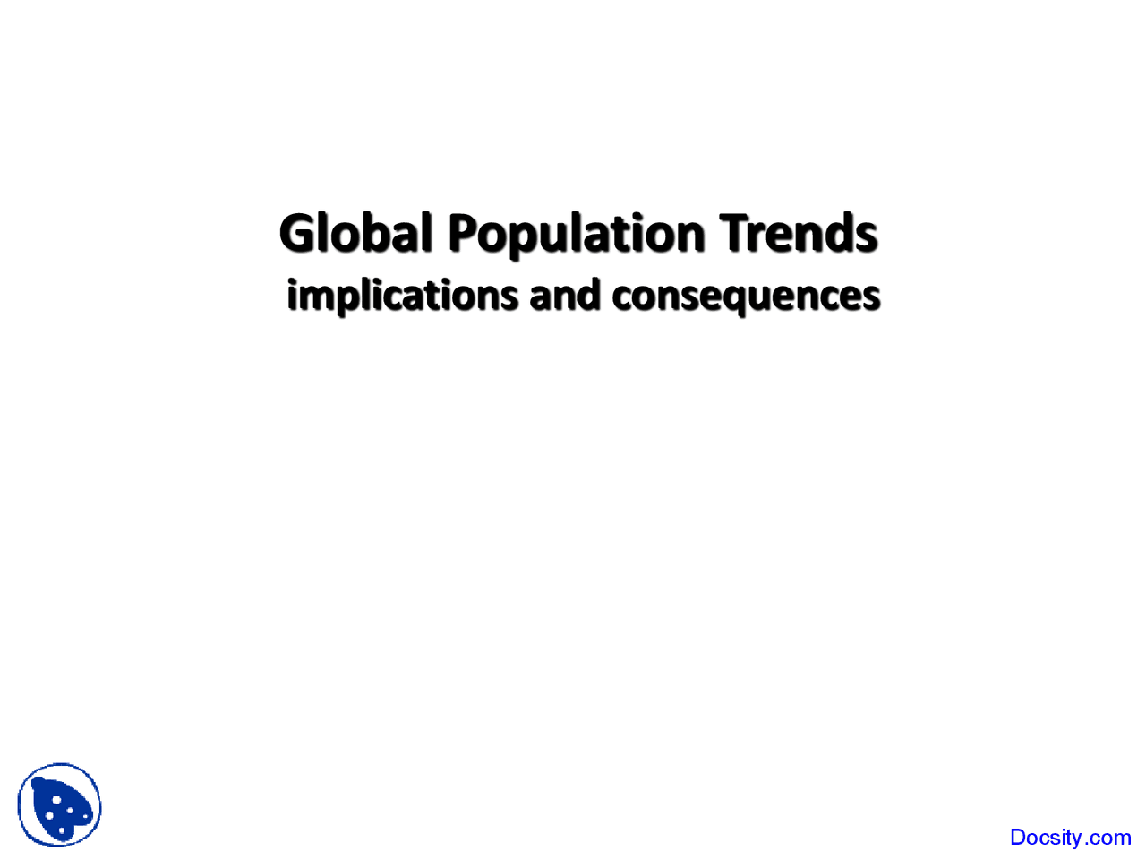 Global Population Trends Ecological Economics Lecture Slides Docsity