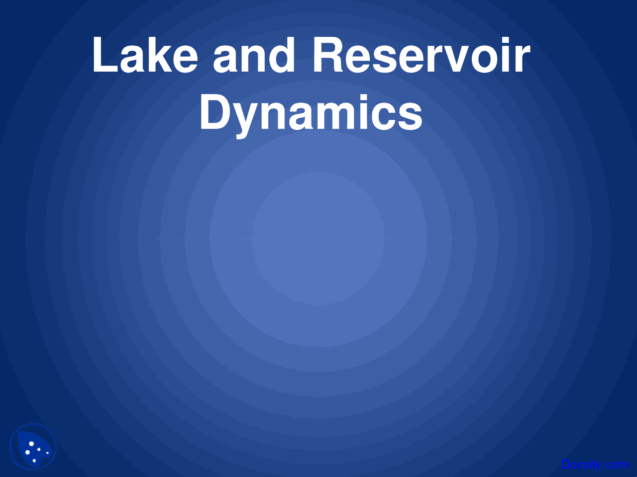 Lake And Reservoir Dynamics Water Quality Lecture Slides Docsity