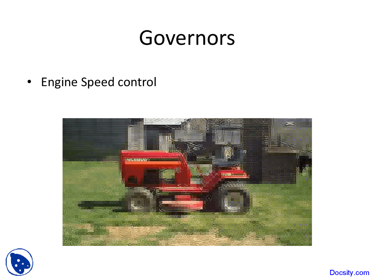 Governors - Mechanics - Lecture Slides - Docsity