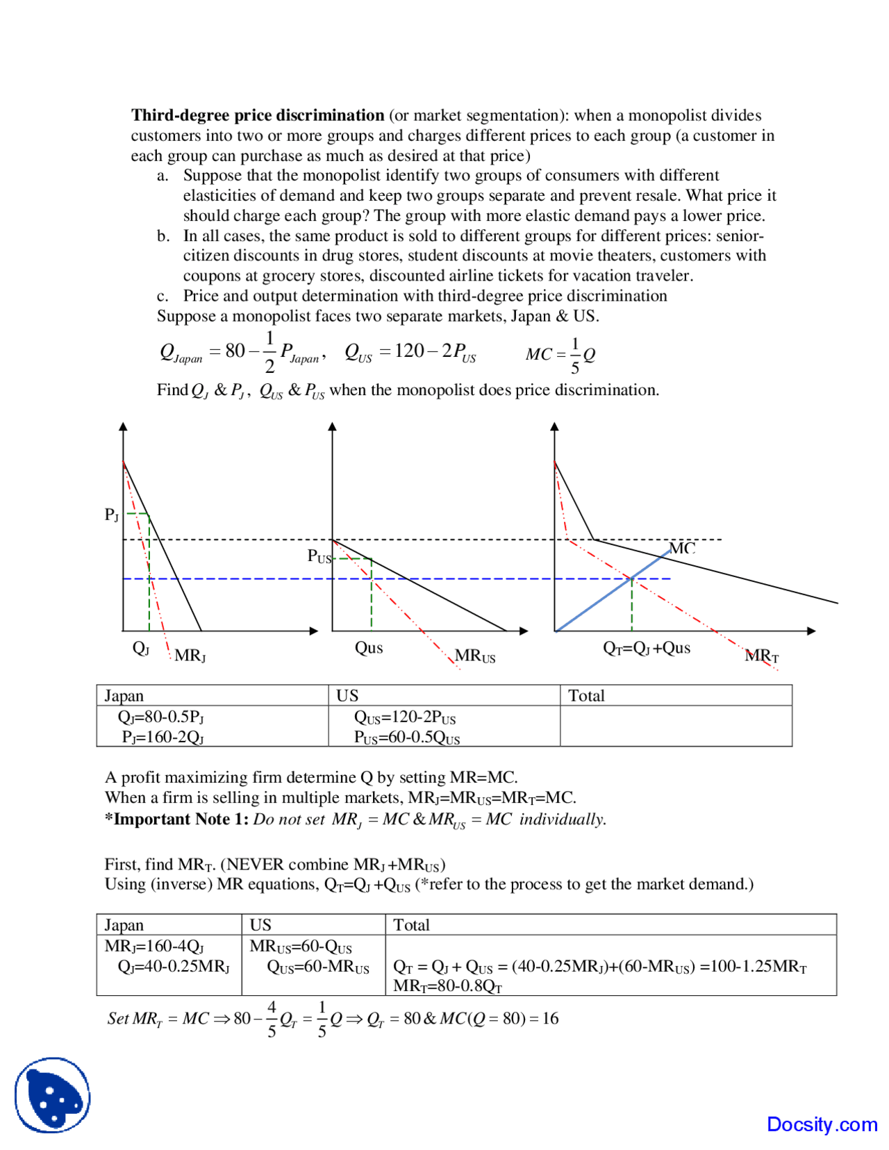 Third Degree Price Discrimination Intermediate Microeconomics