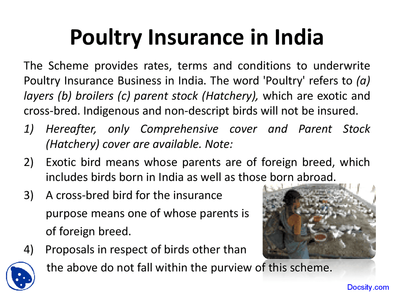 Poultry Insurance In India Insurrance Lecture Slides Docsity