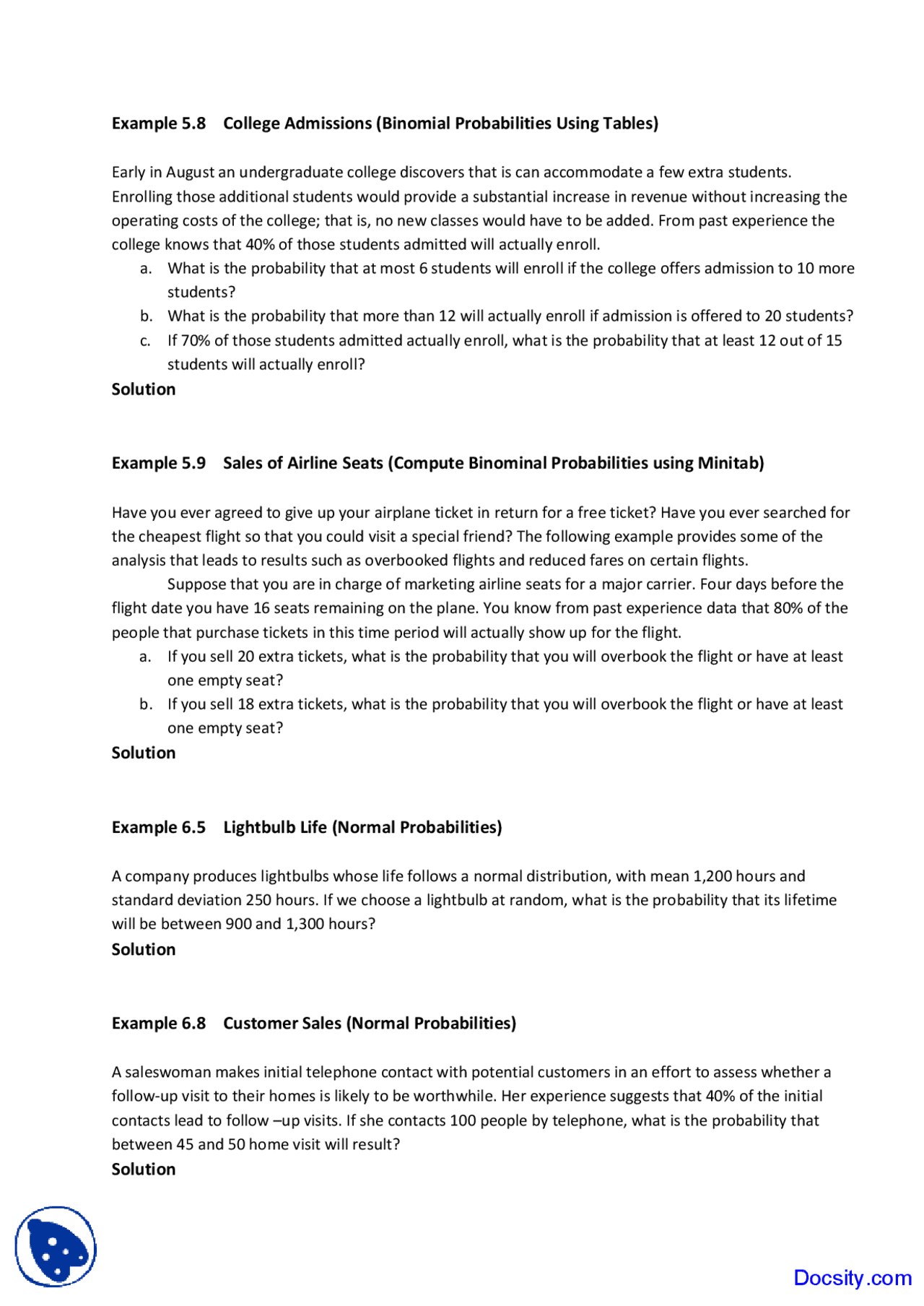 Binomial Probabilities - Statistics - Quiz - Docsity