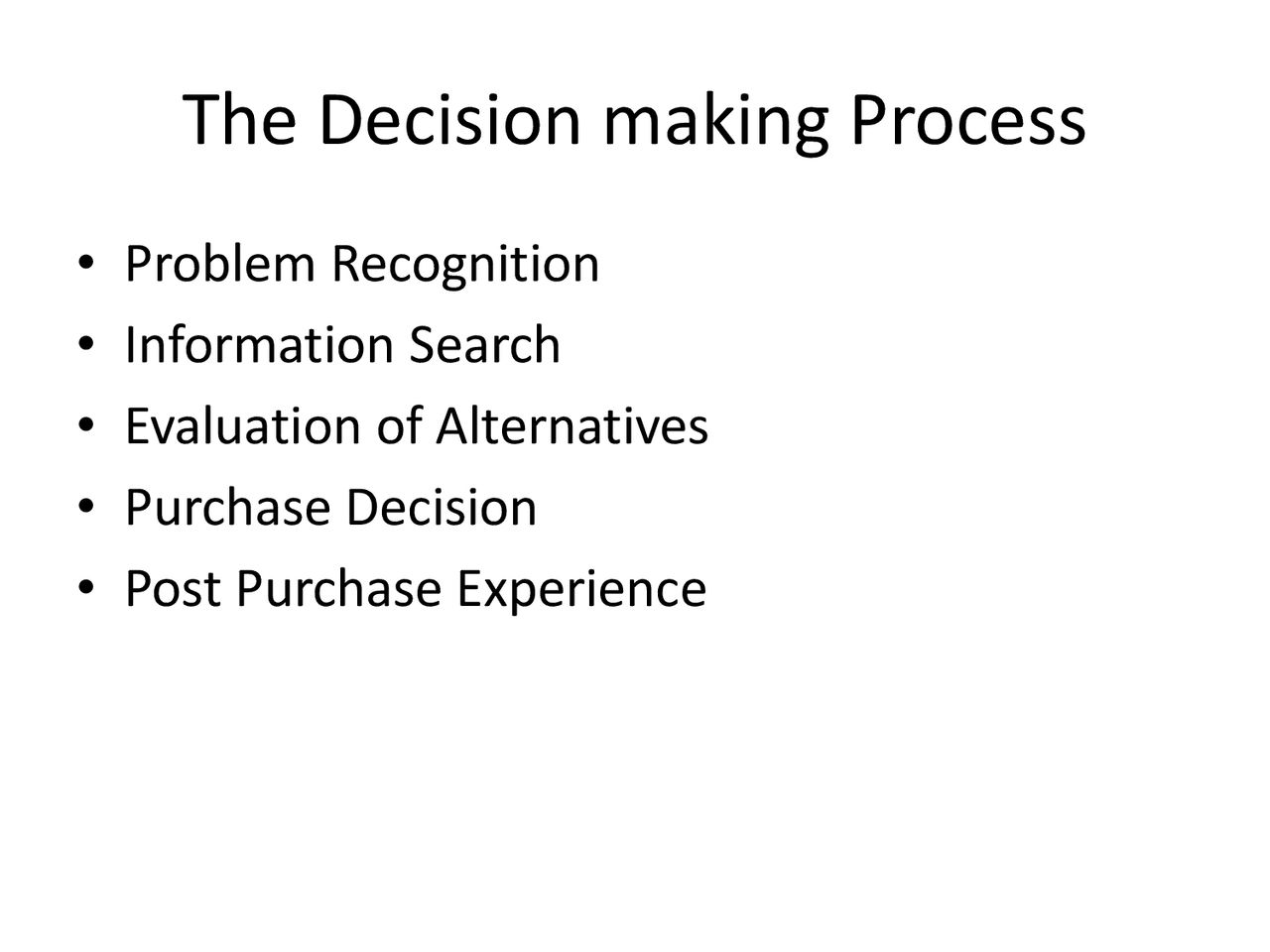 Decision Making Process Consumer Behaviour Lecture Slides Slides