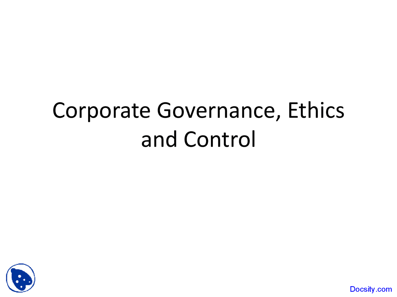 Corporate Governance Ethics And Control Insurrance Lecture Slides