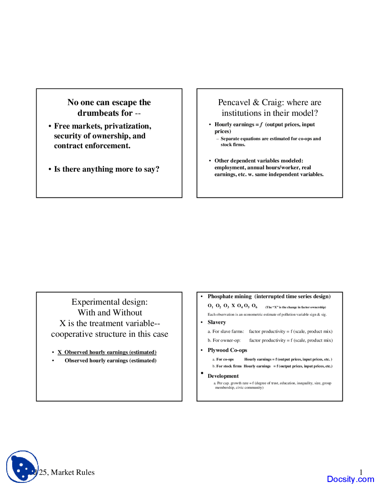 Market Rules Economic Costs Lecture Slides Docsity