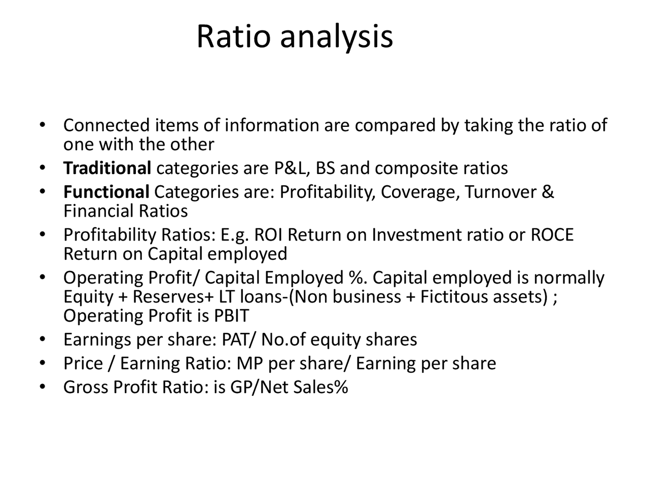 Ratio Analysis Managerial Accounting Lecture Slides Docsity