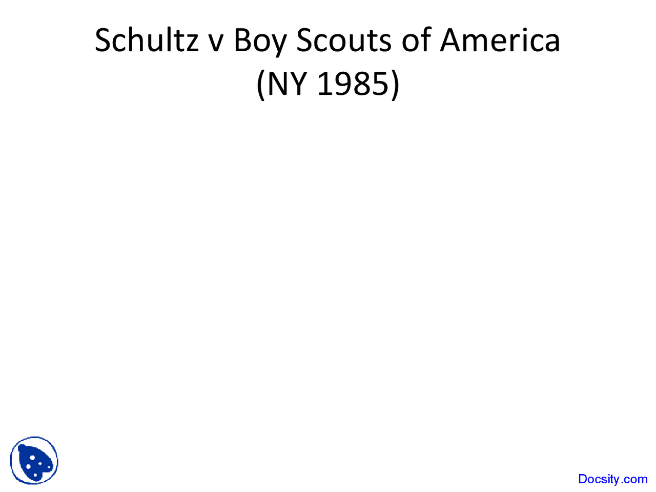 Schultz vs Boy Scouts - Conflict of Laws - Lecture Slides - Docsity