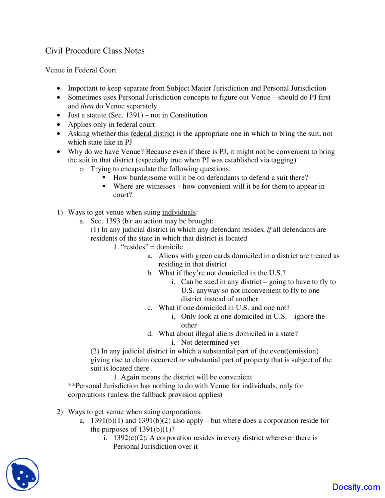 Venue in Federal Civil Procedure: Rules & Considerations for ...