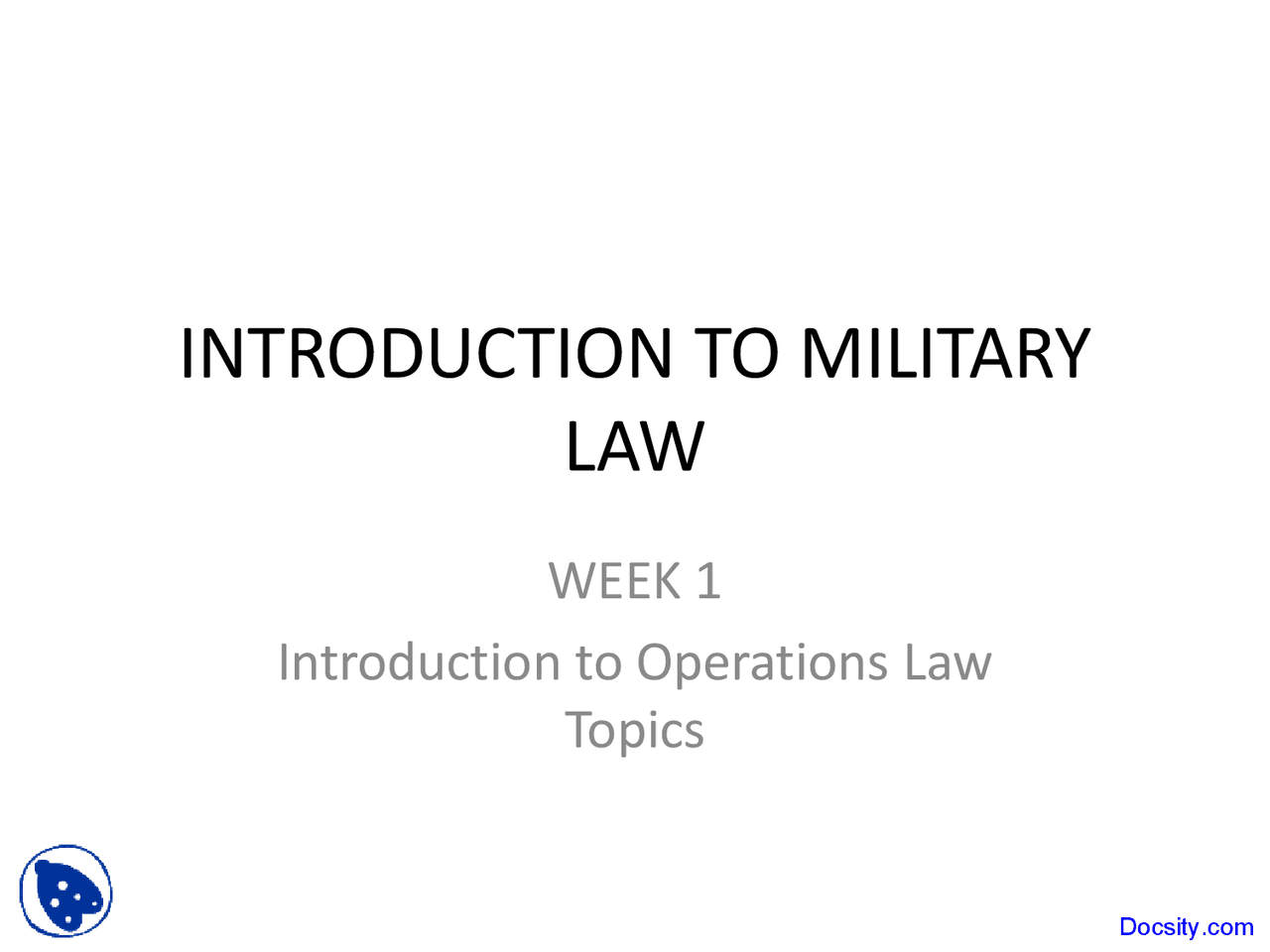 Operations Law Military Law Lecture Slides Docsity