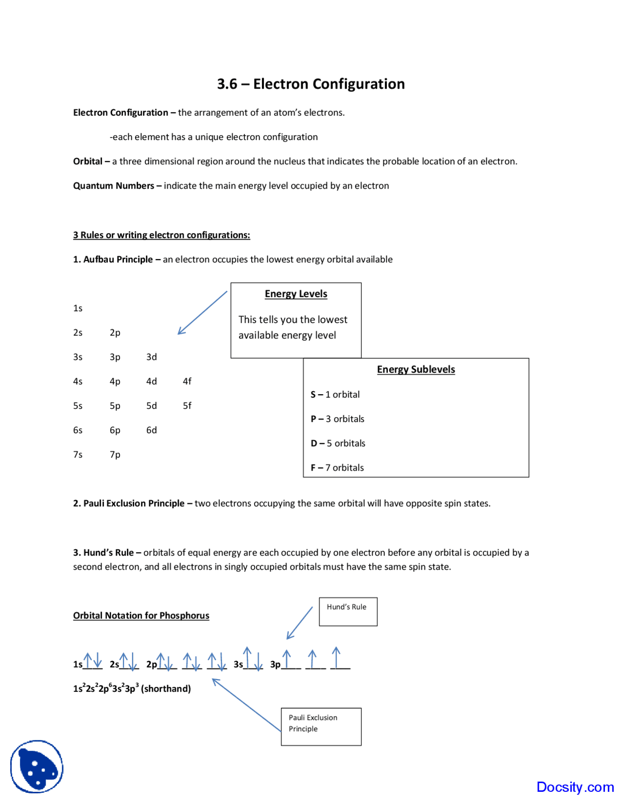 Electron Configuration General Chemistry Assignment Docsity