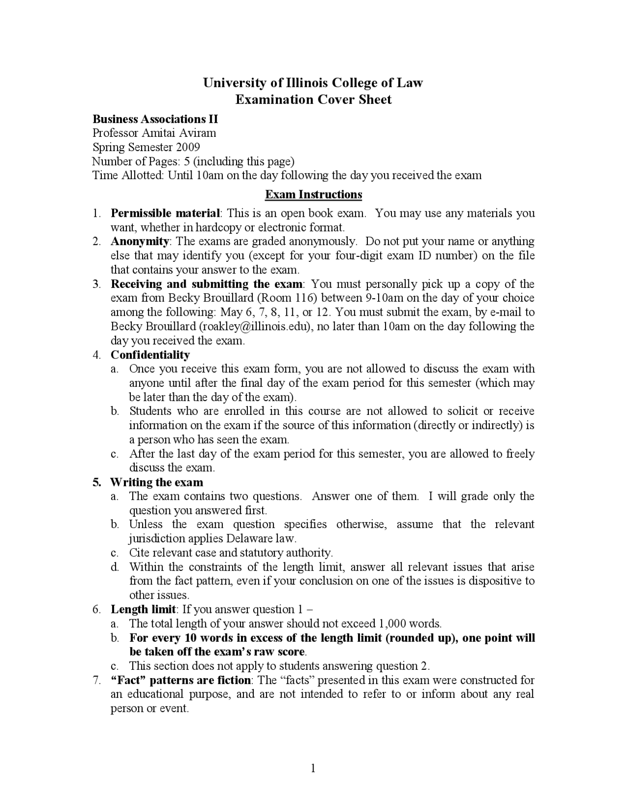Personally Pick Business Associations Exam Docsity