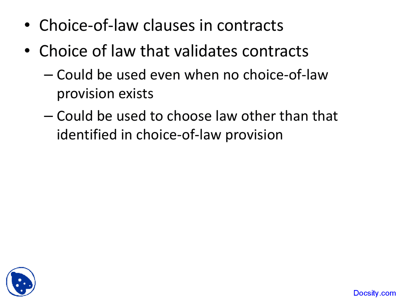 Clauses In Contracts Conflict Of Laws Lecture Slides Docsity