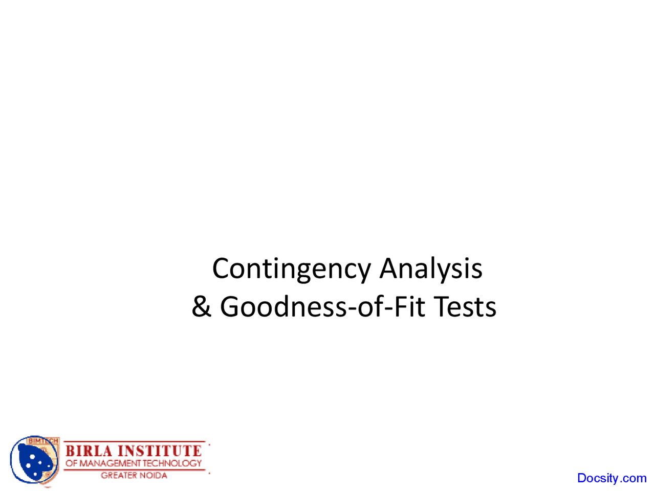 Contingency Analysis - Statistical Method - Lecture Slides ...
