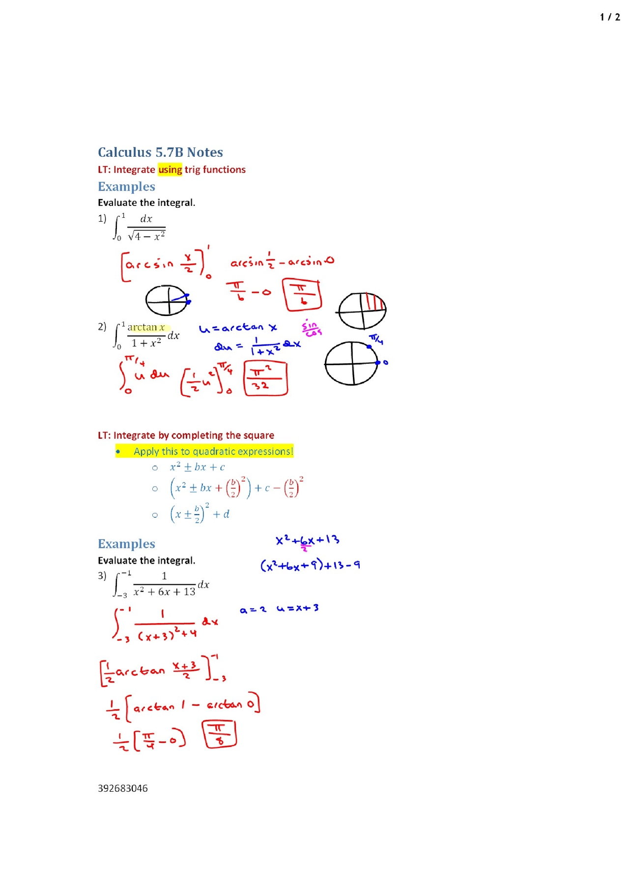Quadratic - AP Calculus - Lecture Notes - Docsity