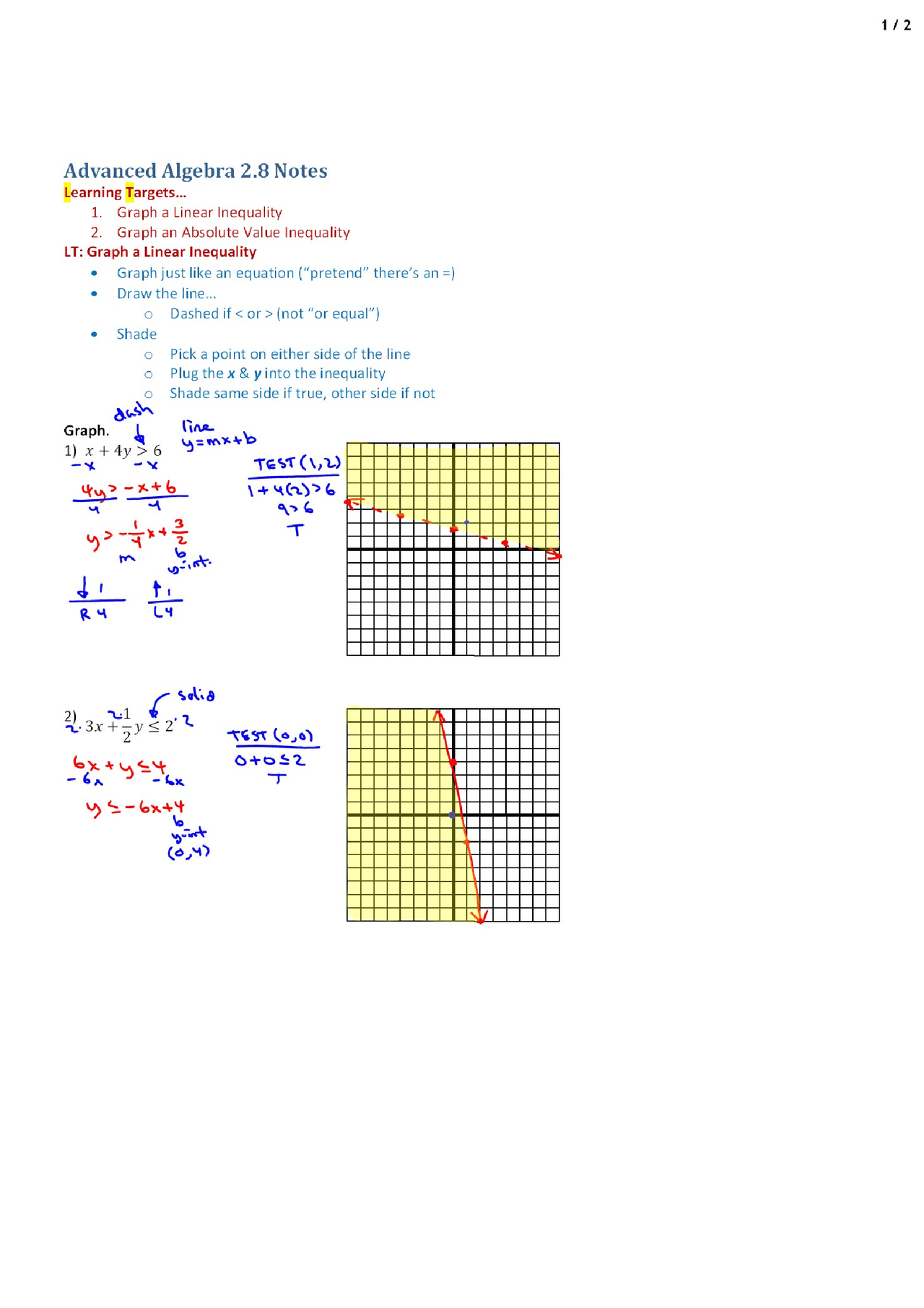 Absolute Value Problem Advanced Algebra Lecture Handout Docsity