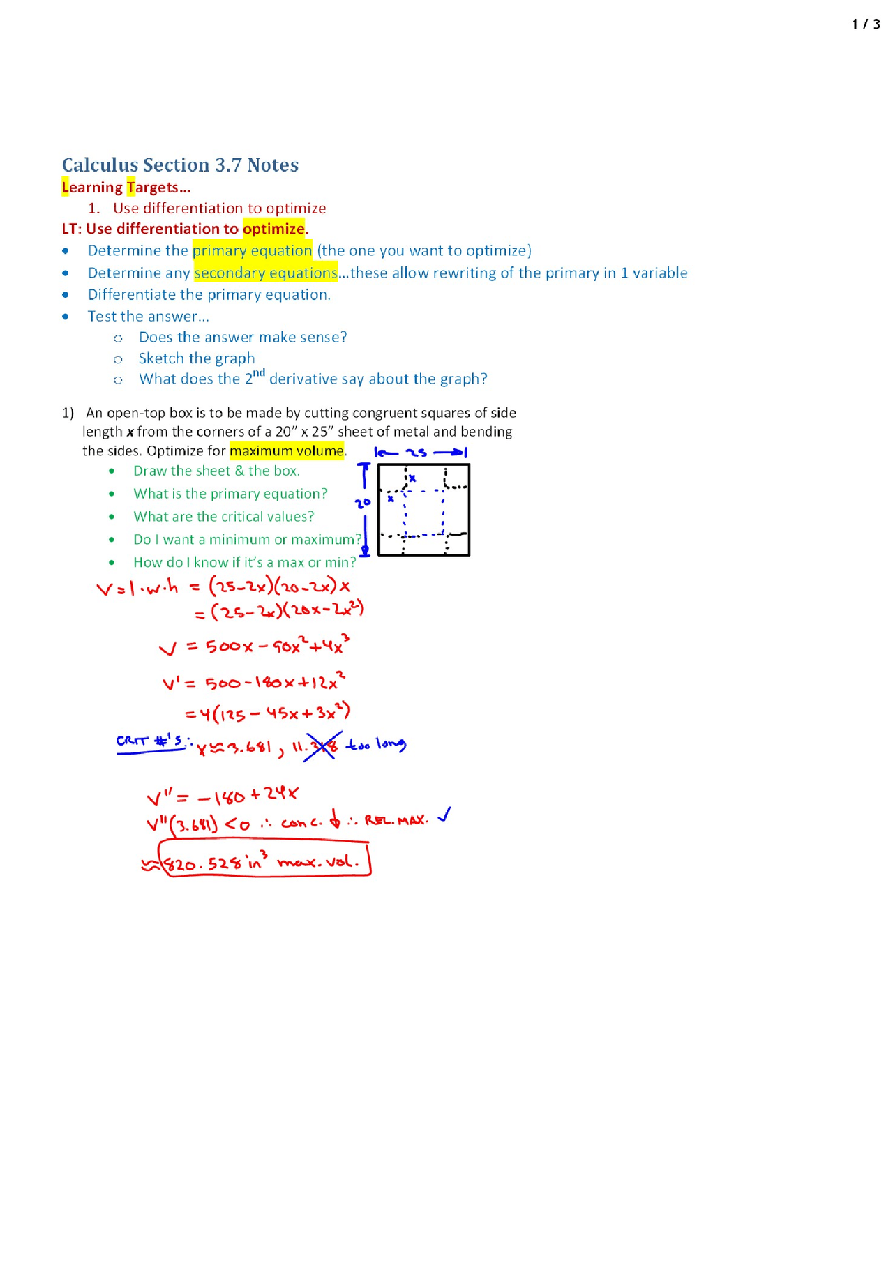 Primary Equation - AP Calculus - Lecture Notes | Study notes Calculus ...