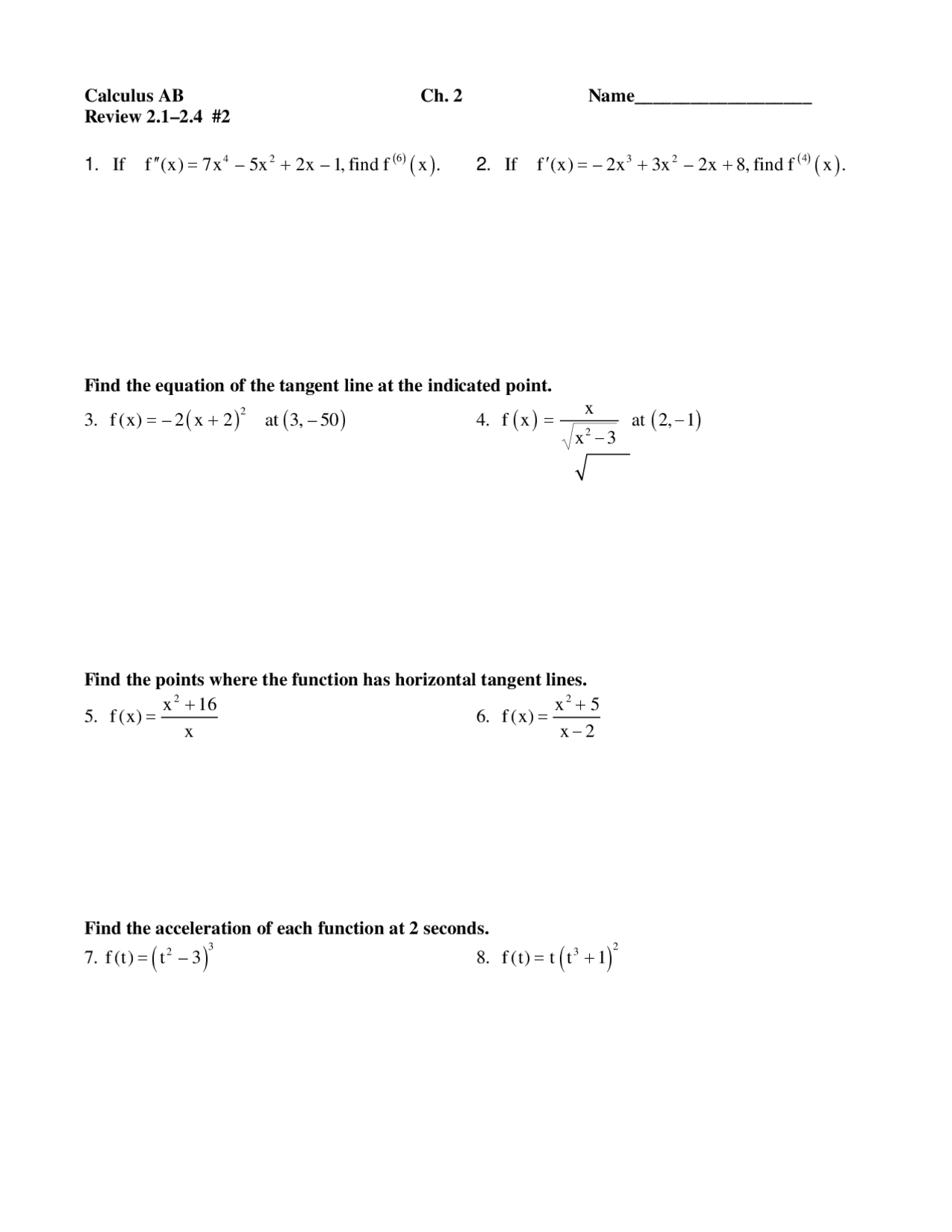 Indicated Point Ap Calculus Practices Problems Docsity