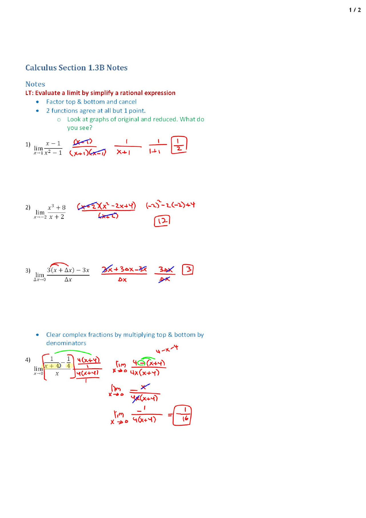 Rational Expression Ap Calculus Lecture Notes Docsity