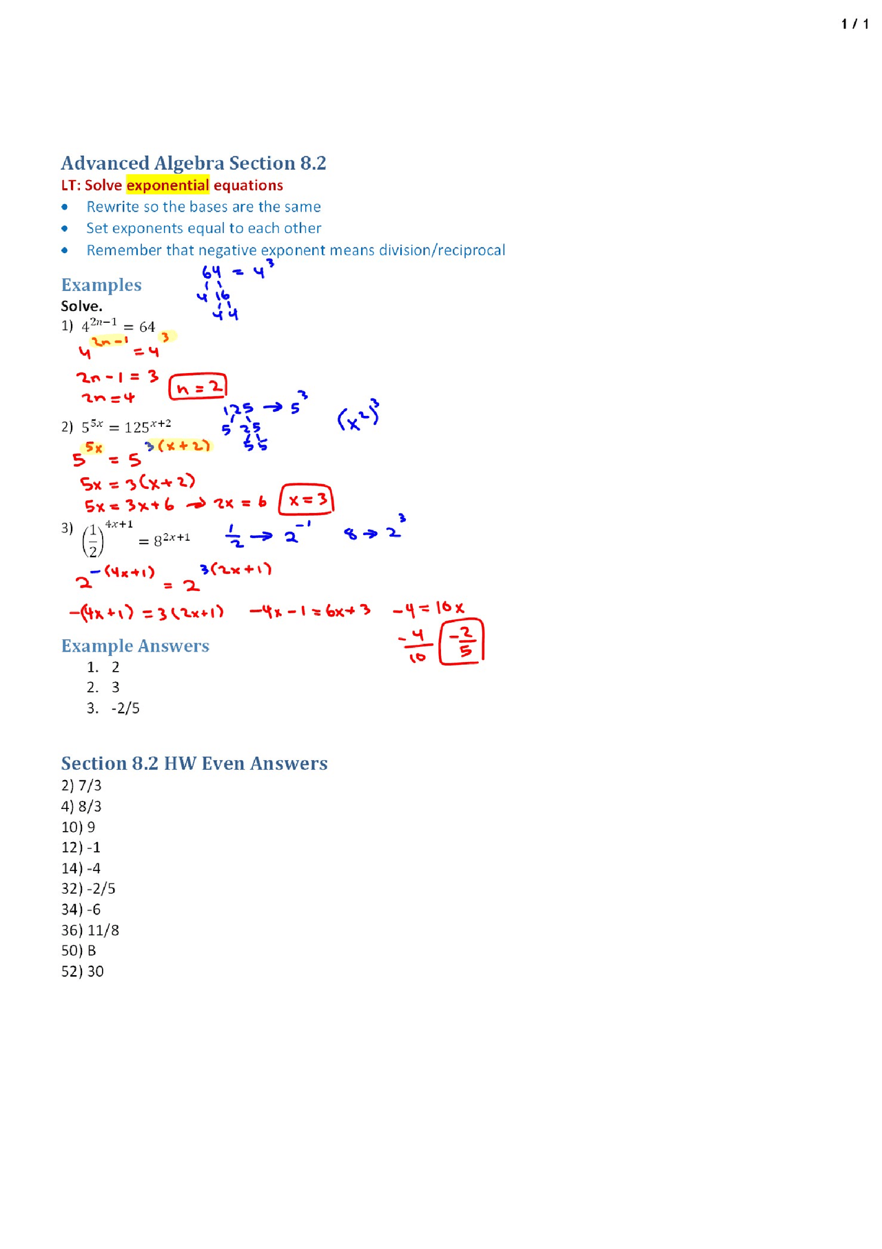 Bases Advanced Algebra Lecture Handout Docsity