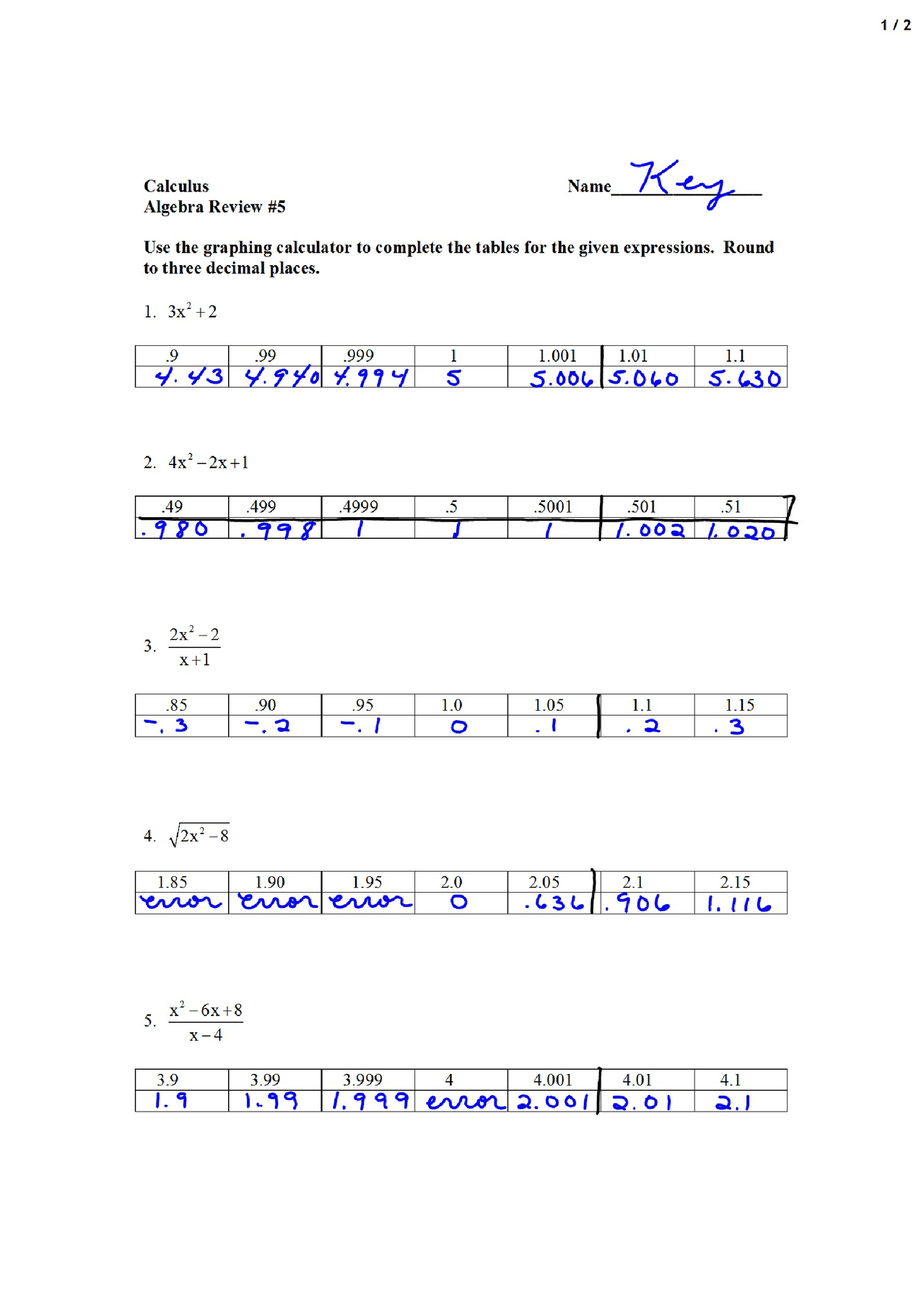 Rounding The Data Ap Calculus Solved Problems Docsity
