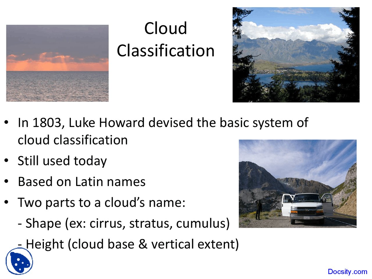 Cloud Classification - Physical Geography - Lecture Slides - Docsity