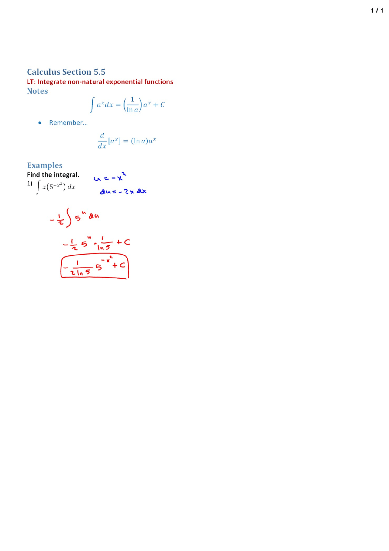 Functions Of Exponents Ap Calculus Lecture Notes Docsity