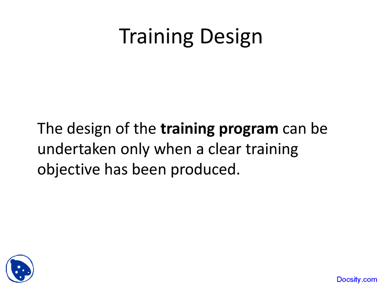 Training Design Training And Learning Lecture Slides Docsity