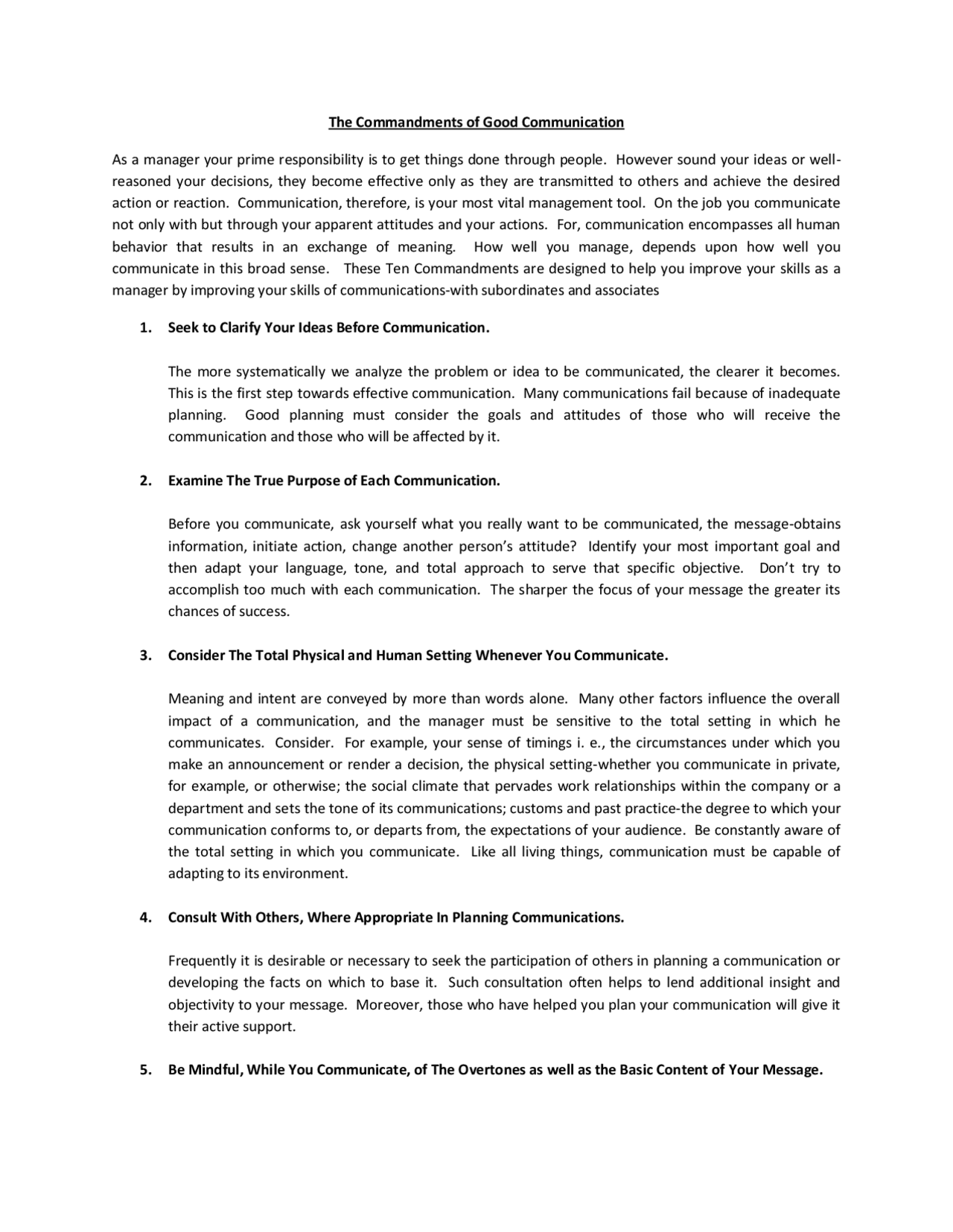 Commandments of Good Communication - Agriculture Business - Lecture ...